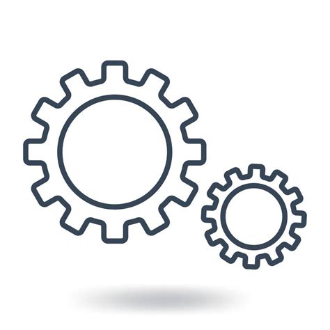 Outline Gear Icon Teamwork Symbol Flat Style Vector Illustration Isolated On White Background