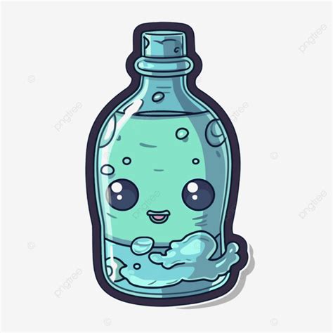 Cute Little Blue Bottle That Is Filled With Bubbles Clipart Vector