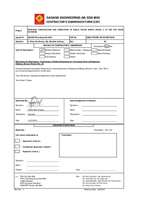 Pdf Method Statement Concreting Work Broom Finish