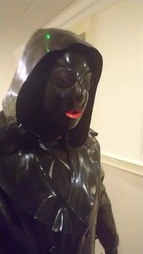 Walk In Full Latex And Hood With Sheath And Nose Tubes