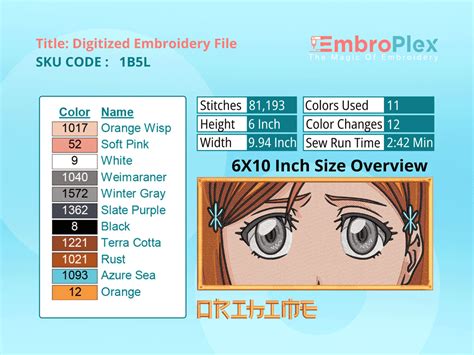 Orihime Inoue Embroidery Design File For Any Embroidery Machine Embroplex