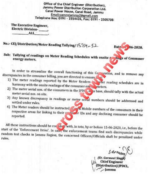 Jandk Govt Issue Orders Regarding Tallying Of Readings Of Meter Reading