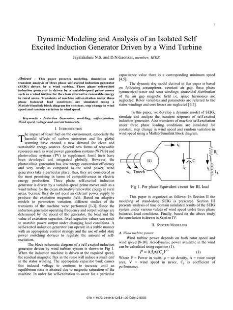 Dynamic Analysis Of A Grid Connected Induction Generator Driven By A