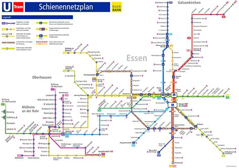 Essen Straßenbahn S Bahn und U Bahn plan