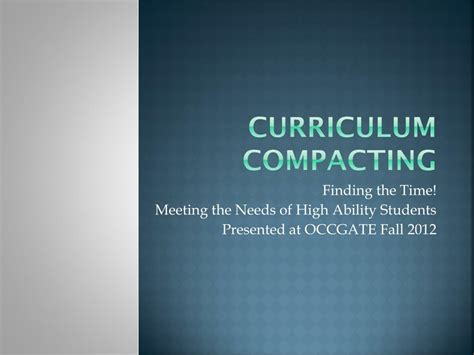 Ppt Curriculum Compacting Powerpoint Presentation Free Download Id