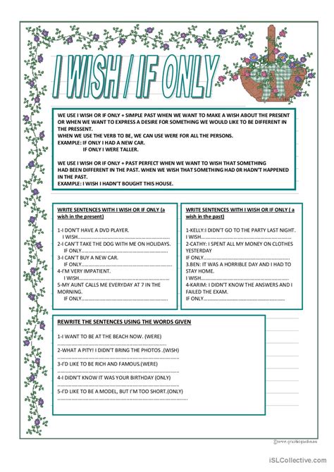 I Wish If Only English Esl Worksheets Pdf And Doc