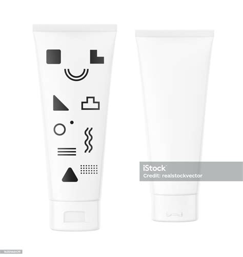 흰색 플라스틱 튜브 모형입니다 흰색 배경에 분리된 벡터 그림입니다 전면 및 후면 보기 건강 진단에 대한 스톡 벡터 아트 및 기타 이미지 건강 진단 건강관리와 의술