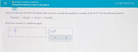 solved advanced general chemistry using thermodynamic data