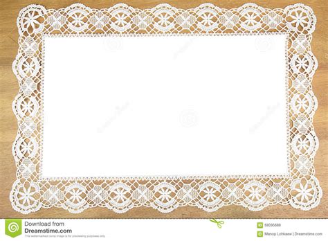White Openwork Lace On Wooden Background Stock Photo Image Of Frame Retro