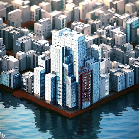 Premium Ai Image A 3d Rendering Of A Futuristic City Block With