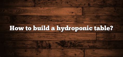 How To Build A Hydroponic Table Inter Culturalu