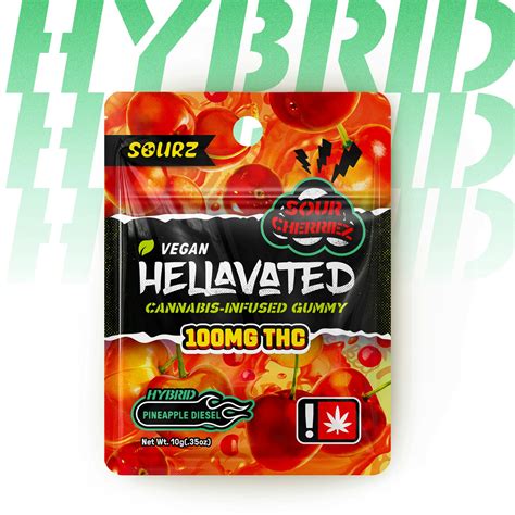 Sour Cherriez 1pc Sour Gummiez 100mg Hellavated