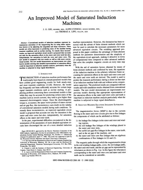 An Improved Model Of Saturated Induction Machines 1990 Pdf