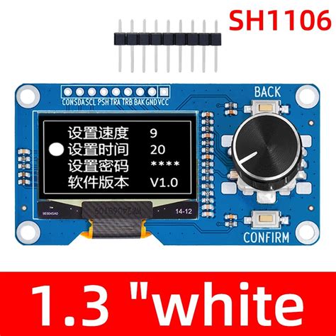 1 3 Inch White Oled Display With Ec11 Rotary Encoder Module I2c Interface Mikrostore