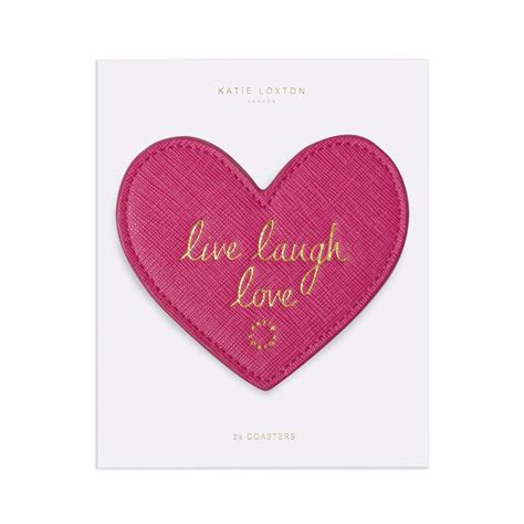 Katie Loxton Coasters 2 Pack Live Laugh Love Metallic Pink Teasy