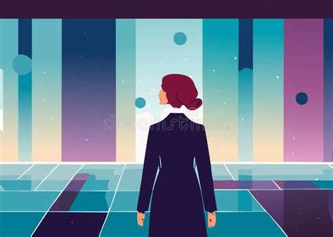 Businesswoman Standing In The Corridor Of The Hotel Room Vector