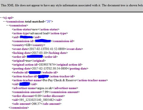 Xml CJ Commission Detail Service Api Recent Response Structure Stack Overflow