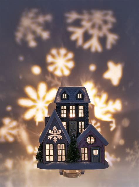 Holiday Village Projector Nightlight Wallflowers Fragrance Plug Bath