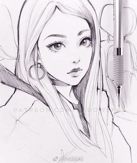 手绘女孩线稿一组~ 插画师：波兰asialadowska （转）via 插画师精选