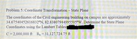 Solved Problem 5 Coordinate Transformation State Plane