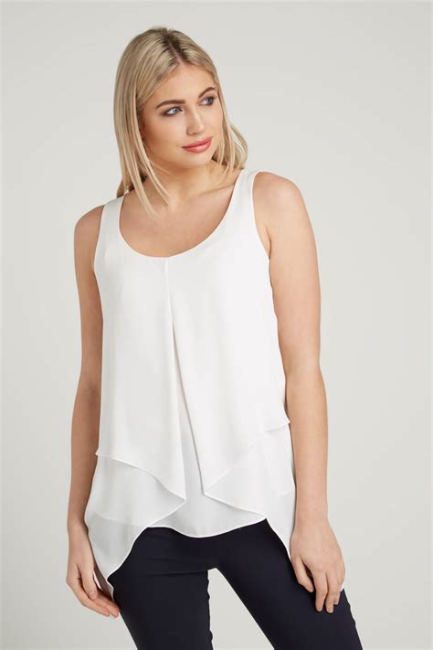 Sleeveless Asymmetric Hem Top In Cream Roman Originals Uk