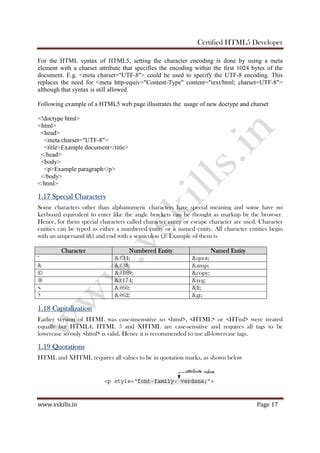 Vskills Certified Html5 Developer Notes PDF