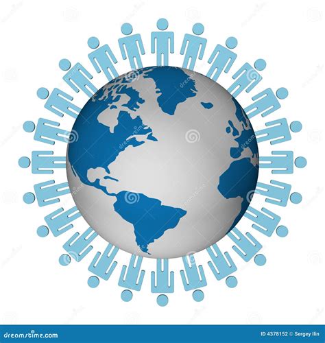 Group Of People Standing Round Globe Stock Illustration Illustration