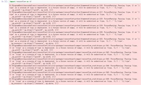 Numpy版本问题，import Tensorflow As Tf 报警：“ Futurewarning Passing Type 1