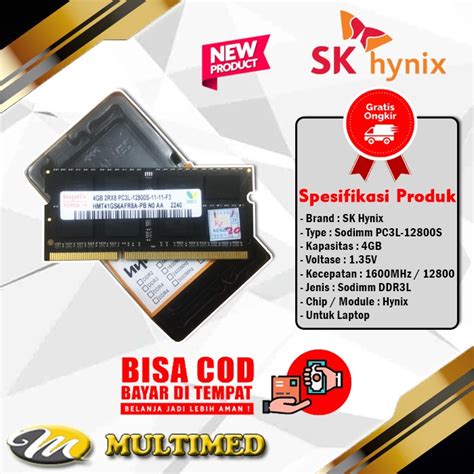 Jual Memory Ram Laptop Ddr3l 4gb 12800 1600mhz Sodimm Shopee Indonesia