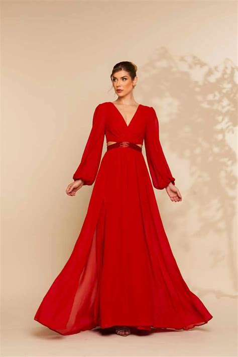 Vestido De Festa Longo Viviane Vermelho
