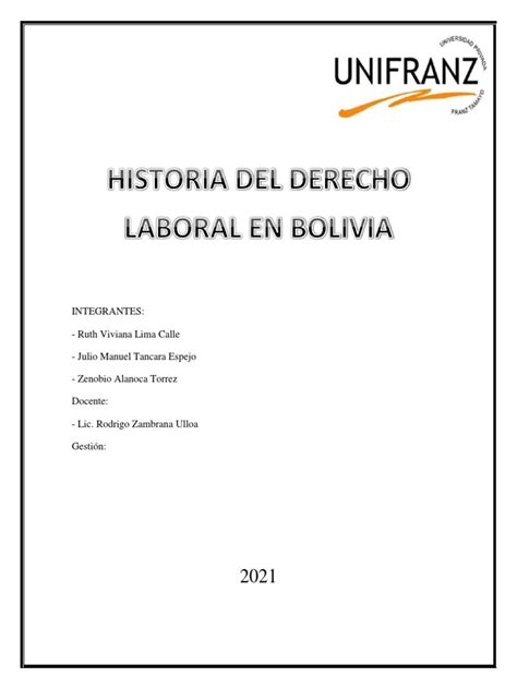 Historia Del Derecho Laboral En Bolivia Pdf
