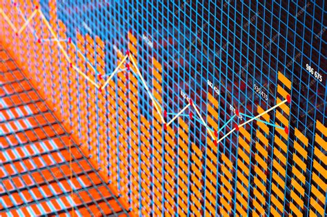 직선 그래프 바 차트와 어두운 배경에 숫자가 있는 비즈니스 차트 3d 렌더링 프리미엄 사진