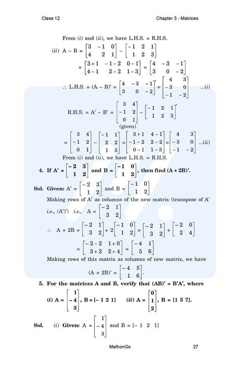 Ncert Solutions For Class 12 Maths Chapter 3 Matrices Mathongo