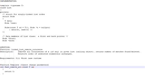 Solved Write This Function Given The Template For Linked