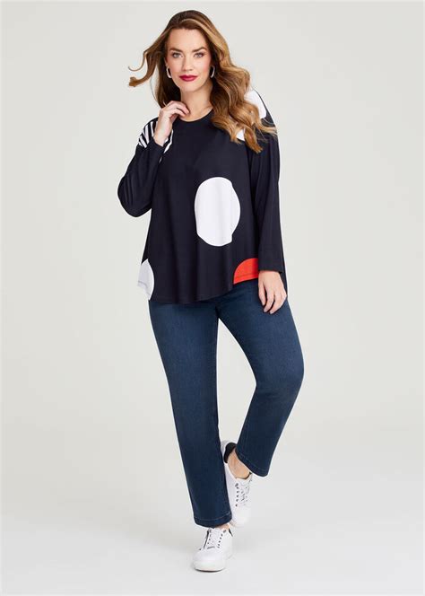 Shop Plus Size Bamboo Ponte Large Spot Top In Blue Taking Shape Nz