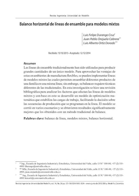 PDF Balance horizontal de líneas de ensamble para modelos mixtos