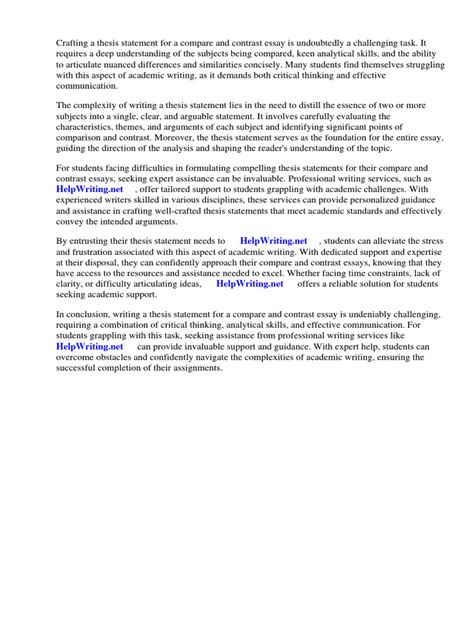Thesis Statements Compare And Contrast Pdf Essays Thought