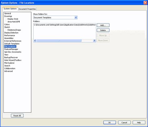 System Options File Locations Solidworks Api Help
