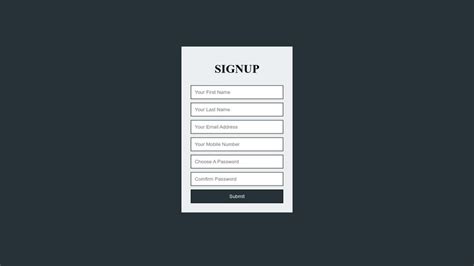 html5 signup form with javascript regular expression for validation
