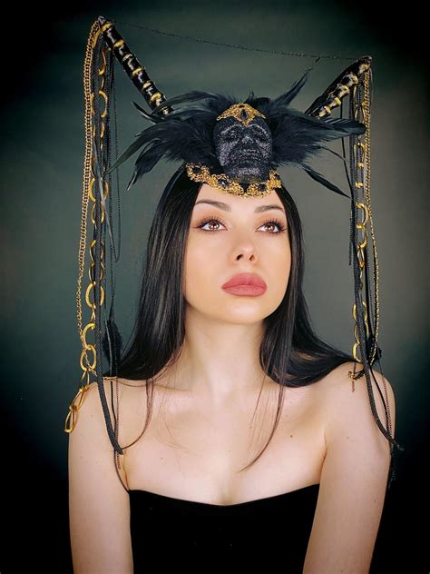 Demon Horns Headpiece Dark Queen Crown Antelope Gothic Etsy