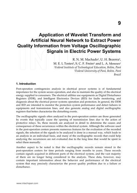 pdf application of wavelet transform and artificial neural network to