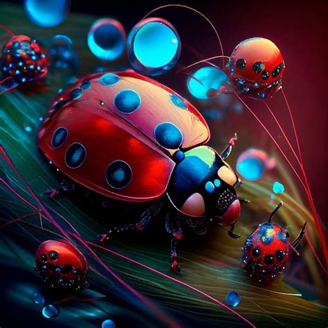Premium Photo Brightly Colored Ladybug Perched On Green Leaves In