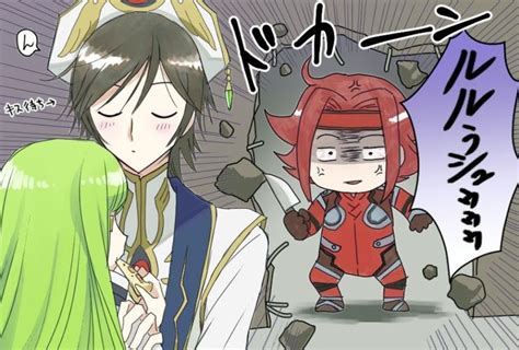 Lelouch C C And Kallen From Code Geass Credit To The Artist