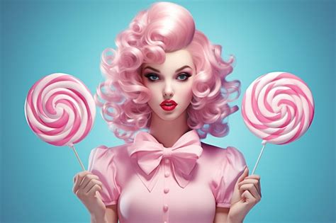 Premium Photo Enchanting Pinup Girl Holding Hard Candy