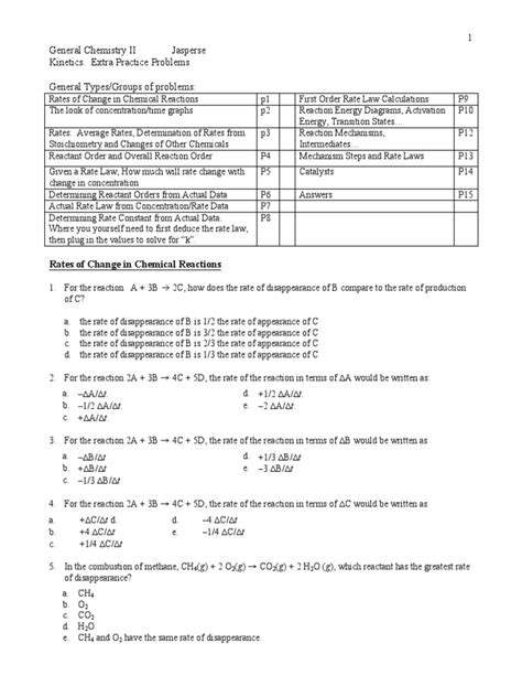 Test1 Ch15 Kinetics Practice Problems Pdf Catalysis Chemical Kinetics