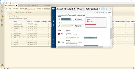 Accessibility A Y Azuredatastudio Notebookquerytable Colorcontrast Color Contrast Ratio Of