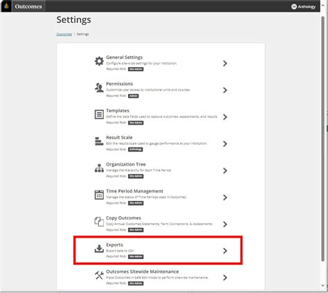Outcomes Data Export