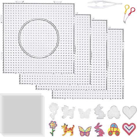 10pcs 5mm Fuse Beads Boards Clear Plastic Pegboards Large