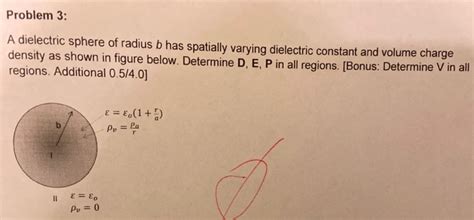 Solved Problem 3 A Dielectric Sphere Of Radius B Has
