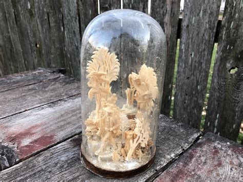 Antique Pre Victorian Era Whimsie Wax Figures Glass Parlor Dome Man